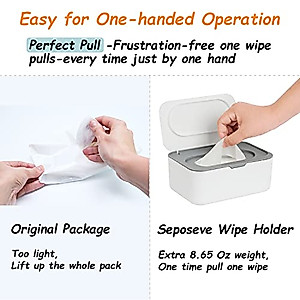 2 Pack Wipes Dispenser, Wipe Holder for Baby & Adult, Seposeve Refillable Wipe Container, Keeps Wipes Fresh, One-Handed Operation. Non-Slip, Easy Open/Close Wipes Pouch Case(2 Grey)