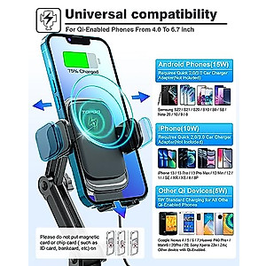 [Upgraded] TOPGO Cup Holder Phone Mount Wireless Charger,Universal Cell Phone Holder Car Charger Wireless-Charger-Cup-Phone-Holder Fast Charging for iPhone11/11 Pro/11 Pro Max, Samsung Galaxy Black