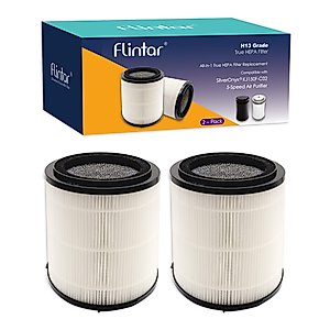 Flintar H13 True HEPA Replacement Filter, Compatible with SilverOnyx 5-Speed Air Purifier KJ150F-C02, 3-in-1 H13 Grade True HEPA filter, For Large Room 500 sq ft, 2-Pack