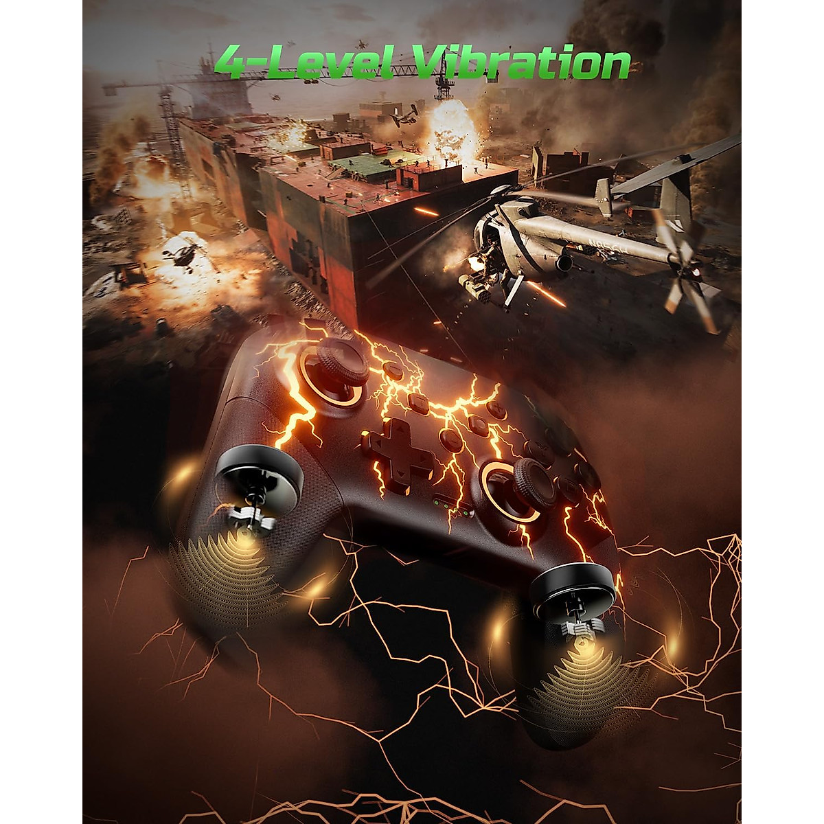 Switch Controller Compatible with Switch/Switch Lite/Switch OLED/Windows/iOS/Android, RGB Lightning Programmable 1000mAh Wireless Switch Pro Controller with One Key Pairing Wake Up Turbo Vibration