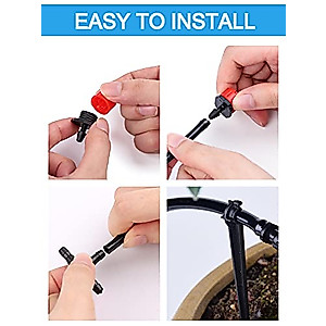 Kalolary 150PCS Drip Irrigation Kit Accessories Plant Watering System Adjustable Micro Flow Drip Irrigation Dripper DIY Automatic Irrigation Set for Gardens, Lawns, Greenhouses