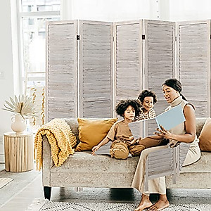 Babion Room Divider 6 Panel, Louver Wood Room Divider, 5.6ft Tall Partition Room Dividers and Folding Privacy Screens, Room Divider Wall, Modern Freestanding Room Divider for Bedroom Office,White