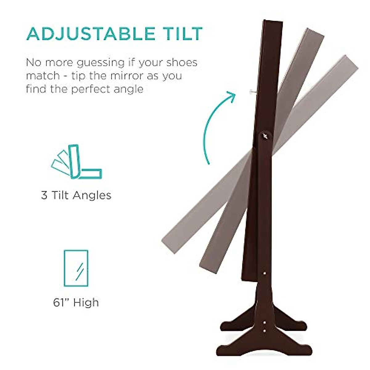 Best Choice Products 6-Tier Full Length Standing Mirrored Lockable Jewelry Storage Organizer Cabinet Armoire w/ 6 LED Interior Lights, 3 Angle Adjustments, Velvet Lining, Espresso