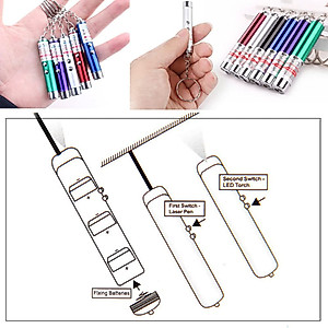 3PCS Mini Cat Toys Laser Pointer Pen Keychain Flashlight Funny Dog Stick Pet Lamp White Light LED Infrared Button Electronics Included (3 PCS Pack, Silver Gray)