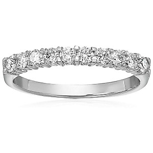 Vir Jewels 3/4 carat (ctw) Diamond Wedding Anniversary Band for Women, Round Diamond Engagement Ring 14K White Gold 10 Stones Prong Set 0.75 cttw, Size 4.5