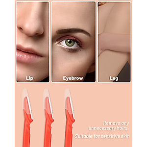 Eyebrow Razor for Women, 24 Pcs Dermaplaning Tool for Face Professional, Face Razor for Women Facial Hair Remover (Neon Orange)