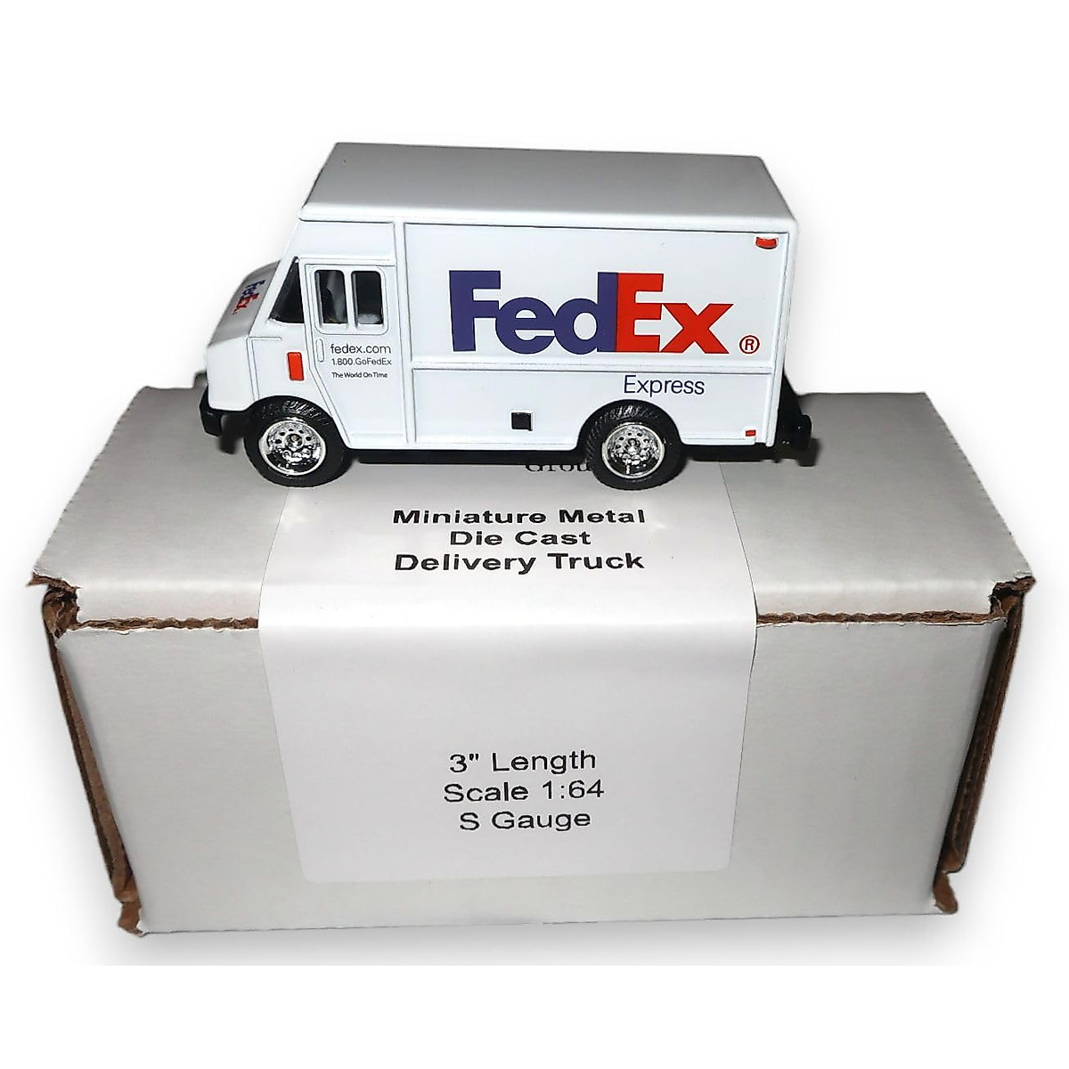 FedEx Express Miniature Delivery Truck - 3" Length - Scale 1:64 - Gauge S - Sold as a Display or Collectable Item, Not as a Child's Toy