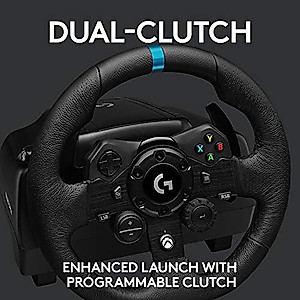 Logitech G923 Racing Wheel and Pedals for Xbox X|S, Xbox One and PC featuring TRUEFORCE up to 1000 Hz Force Feedback, Responsive Pedal, Dual Clutch Launch Control, and Genuine Leather Wheel Cover