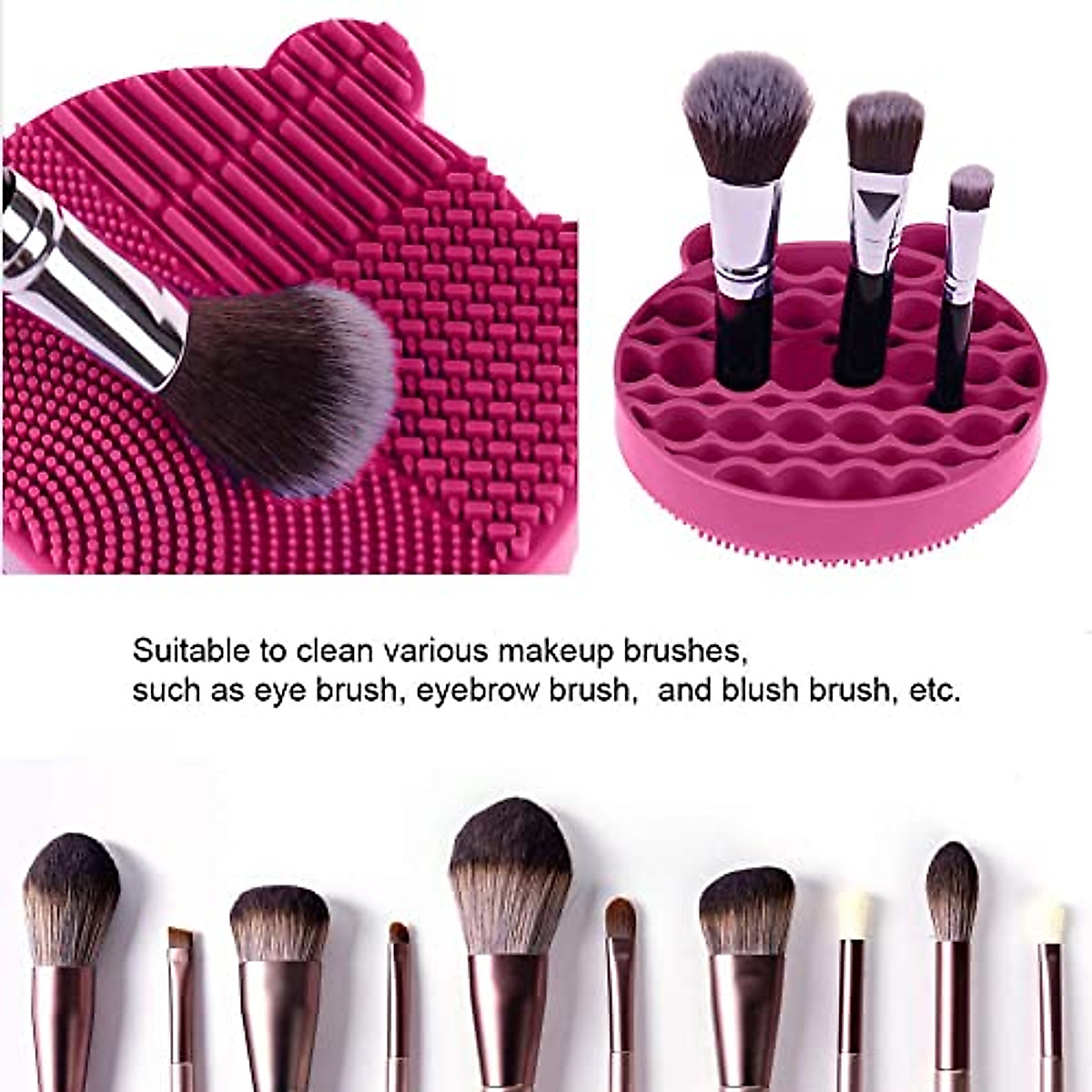 Makeup Brush Cleaning Mat,2 in 1 Makeup Brush Holder for Washing and Holder, Silicone Scrubber Pad for Drying Rack Cosmetic Clean Tools, 1 Pack