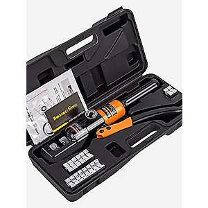 AMZCNC Hydraulic Cable Lug Crimper 10 US TON 12 AWG to 00 (2/0) Electrical Terminal Cable Wire Tool Kit with 9 Die (Crimping Tool)