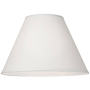 Set of 2 Antique White Linen Medium Empire Lamp Shades 6.5" Top x 15" Bottom x 10.75" High (Spider) Replacement with Harp and Finial - Springcrest