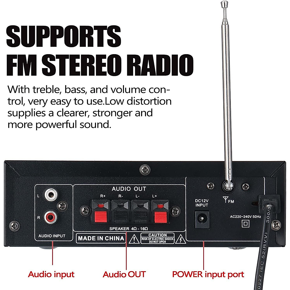 Etlephe 298A Mini Bluetooth 5.0 Stereo Amplifier,Amplifier home Audio,Audio Receiver,300W+300W 2 Channel Power Sound Receiver/USB,SD Card,FM Radio,2 Mic for Home Speakers & Theater System-12V 110V