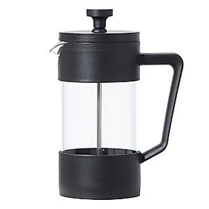 Oggi French Press Coffee Maker (12oz)- Borosilicate Glass, Coffee Press, Single Cup French Press, 3 cup Capacity, Black
