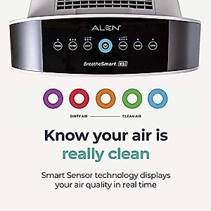 Alen BreatheSmart 45i Quiet HEPA Air Purifier, 800 SqFt Medical Grade Filtration, 99.9% Particle Removal, Allergies, Dust, Mold, Household Odor, Smoke, Long Filter Life, Weathered Gray