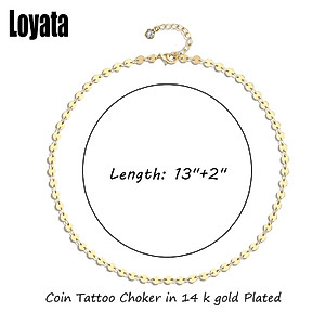 LOYATA Gold Coin Choker Dainty 14K Gold Plated Sequin Chain Choker Necklace Tiny Coin Disc Tattoo Necklace Jewelry Gift for Women