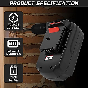 4.5Ah PC18B Replacement Battery for Porter Cable 18V Battery Ni-Mh, Compatible with Porter Cable 18-Volt PC18B-2 PCC489N PCMVC PCXMVC Cordless Tools Batteries 2 Packs