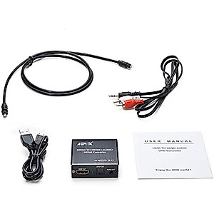 AGPTEK 4K x 2K HDMI Audio Extractor Splitter, HDMI to HDMI Audio Converter Adapter Support Ultra HD 4K Toslink Optical Audio Output and 3.5mm Audio with Optical Fiber Cable