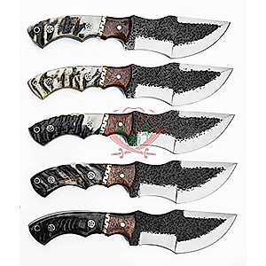 FB LEATHER CRAFTS D2 Tracker Hunting Knife Large Knives Survival Skinning Hammered Sheath Steel 9.75 Inches