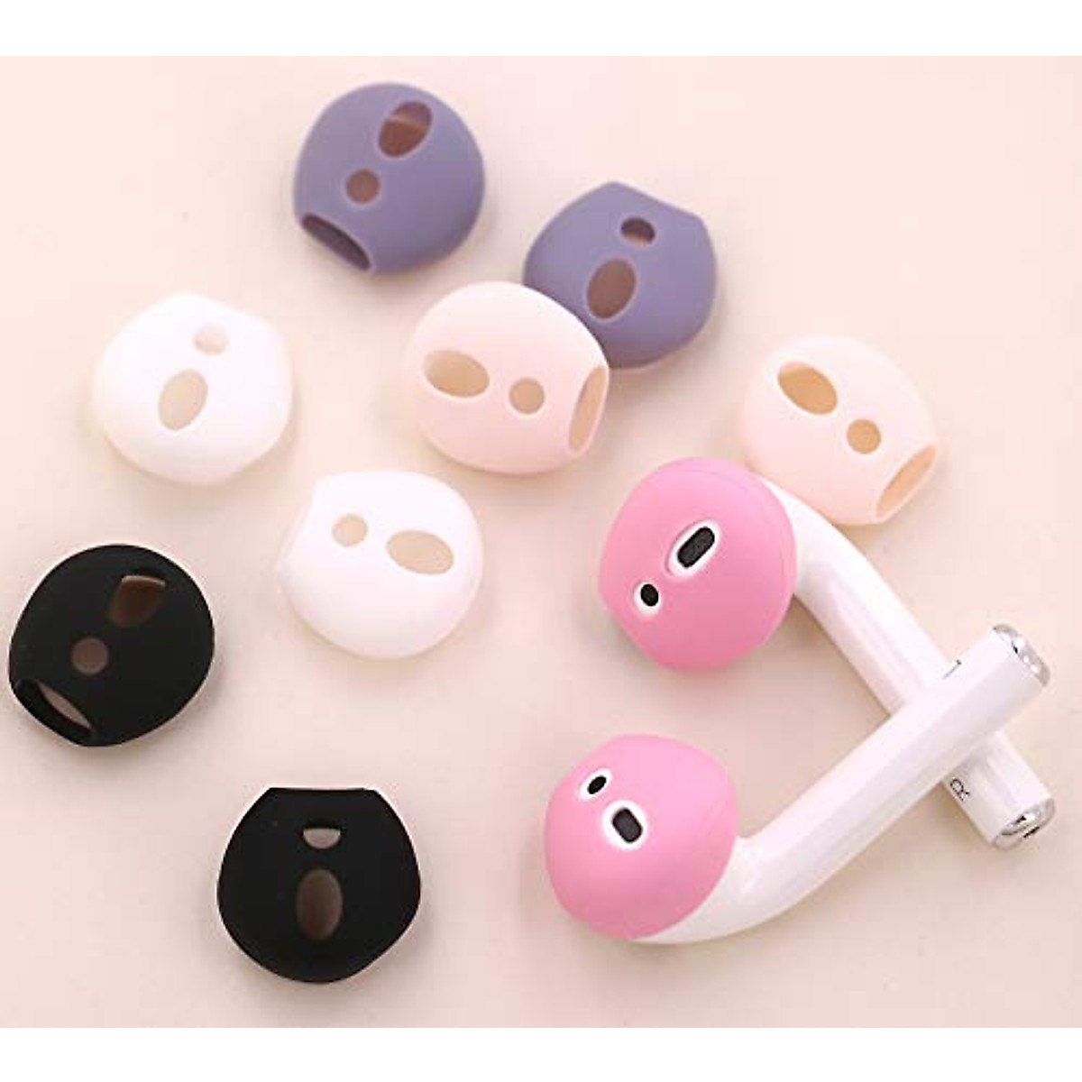 IiEXCEL (Fit in Case) Eartips for AirPods 1 AirPods 2, 5 Pairs Replacement Super Thin Slim Rubber Earbuds Ear Tips Skin Accessories for AirPods 1 & 2 (Fit in Charging Case) 5 Colorful