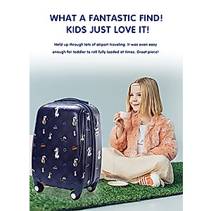 GURHODVO Kids Carry On Luggage Children Rolling Suitcase with 4 Wheels Hardshell Case for Toddler to Travel (dinosaur&car),Gd-kl039