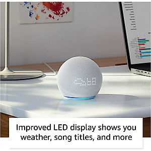 Echo Dot (5th Gen) with Clock | Cloud Blue with Philips Hue White Smart Bulb