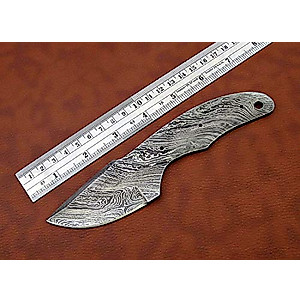 4 Pieces Set of 7.5 and 8 and 9 inches Long Hand Forged Damascus Steel Blank Blade Skinning Knife Set, Knife Making Supplies, 3 to 4.5 inches Cutting Edge, Compact Pocket Knife Blanks