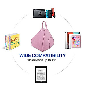 MoKo Tablet Pillow Stand, Lap Pillow Bed Sofa Soft Cushion Holder Xmas Gift for Phones Tablets Up to 11", Fit iPad 10th, iPad Pro 11 2022, iPad Mini 6, iPad Air 4/3, Tab S6/S7 11" - Pink