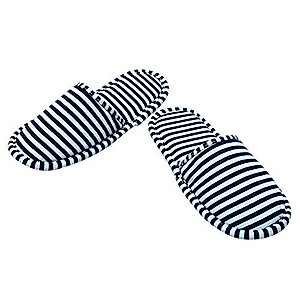 Non-Disposable Travel Slippers Portable Sandals Cotton Spa Hotel Slippers Guest Room Indoor House Slippers Flight Slippers Anti-Skid Foldable Camping Slippers Shoes Footwear Dark Blue