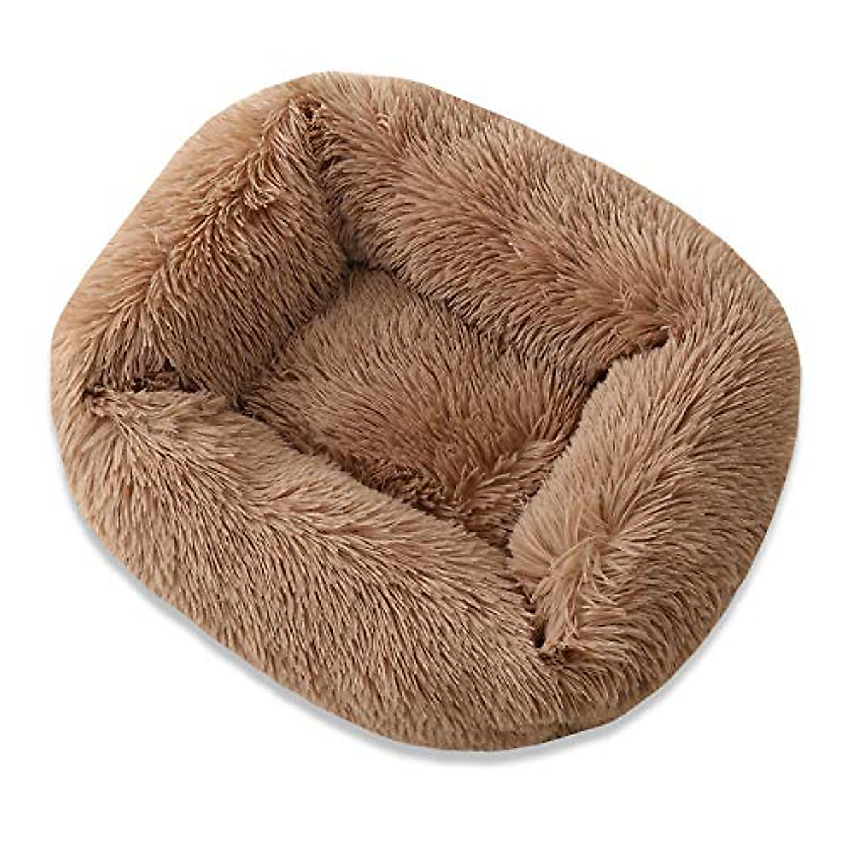 Bed Light Brown Plush Square Beds for Small Medium Large Dogs Super Soft Winter Warm Sleeping Mats for Cats 1Pcs Xs