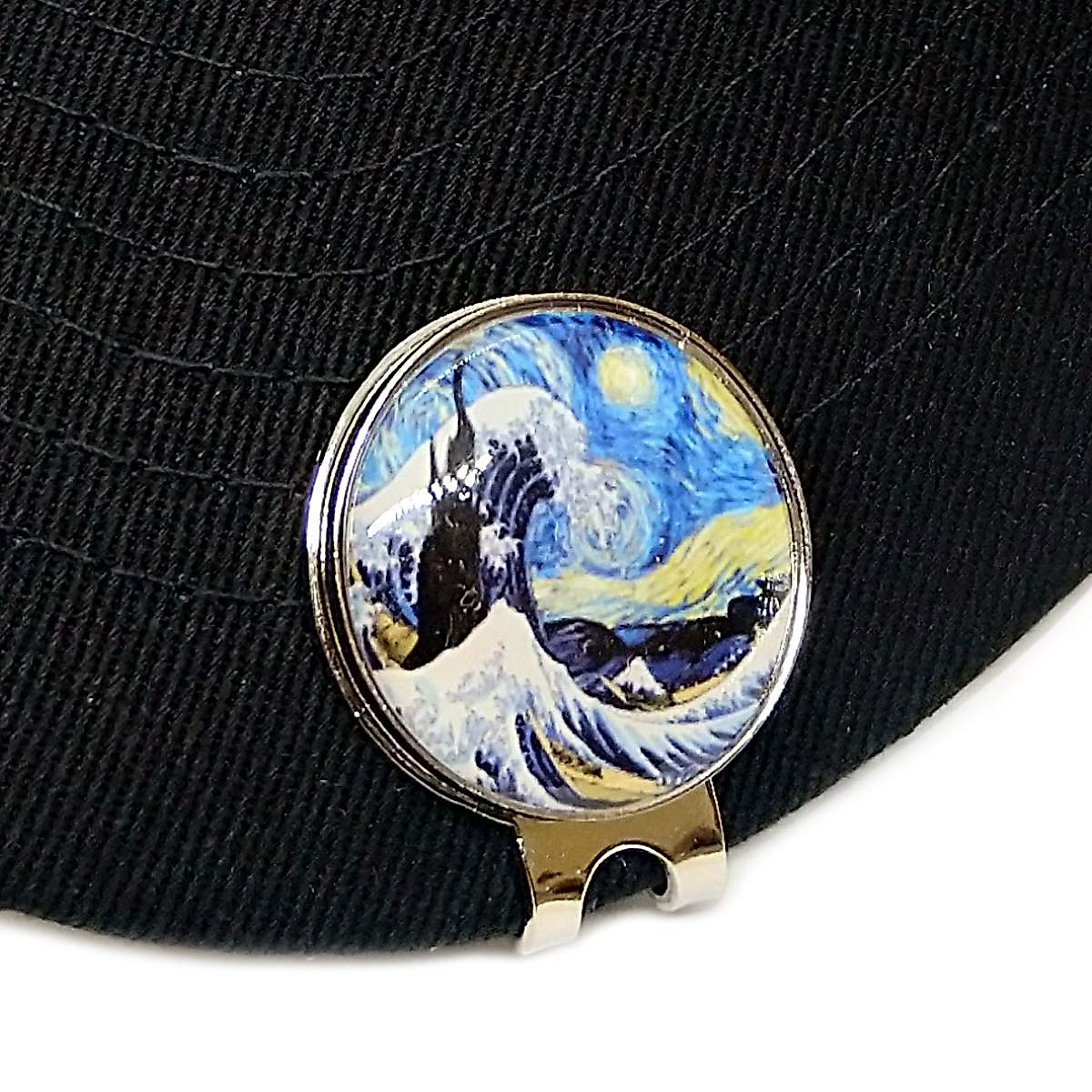 Clover Embroidered Always Lucky Knitted Golf headcovers for 460cc Driver Wood-The Great Wave and Starry Night Golf Ball Aiming Marker