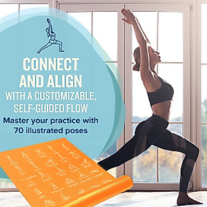 NewMe Fitness Yoga Mat for Women and Men - Large, 5mm Thick, 68 Inch Long, Non Slip Exercise Mats w/ 70 Printed Yoga Poses for Pilates, Workout and Stretching - Home and Gym Essentials - Orange