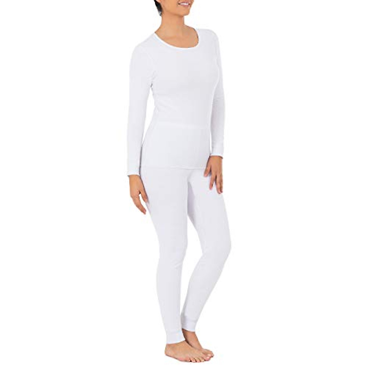 Fruit of the Loom Women's Micro Waffle Premium Thermal Set, White, Small