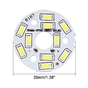 uxcell LED Chip Bulb 300mA 5W 10 LEDs 5730 Surface Mounted Devices Module Aluminum Board Pure White Super Bright 35mm Dia 5pcs for Floodlight