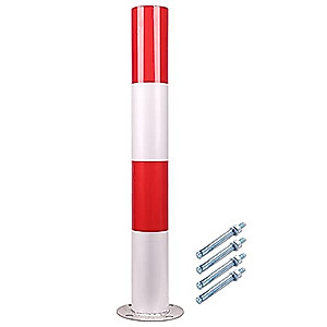 NOGRAX Fixed Parking Bollard Made of Steel Parking Space Lock with Reflective Security Bollards for Driveway Durable Security Posts Parking