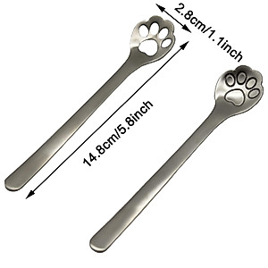 Maydahui 6PCS Cat Paw Spoon Hollow Out Coffee Spoons 5.8 inch 18/10（304 ）Stainless Steel Teaspoon for Dessert Ice-cream Stirring Home Kitchen Restaurant