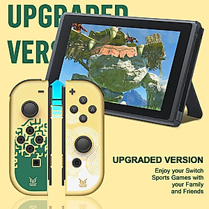 Go2fun Joypads Controller Compatible with Nintendo Switch,Replacement L/R Joypad Controllers with Dual Vibration,Support Wake-up/Motion Control,No NFC(Zelda Tears of The Kingdom Gorgeous Gold)