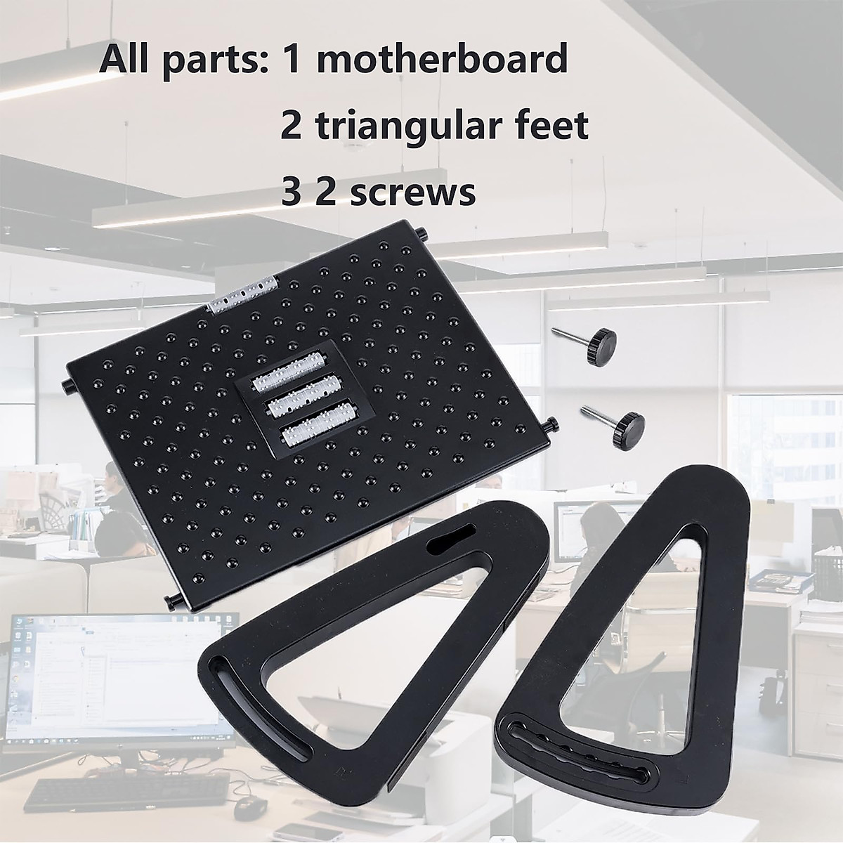 DISFAT Foot Rest Under Desk, Ergonomic 6-Height Adjustable footrest with Massage Rollers Portable Under Desk Foot Stool for Home,Office, Black