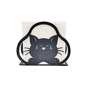PXLYWLTZL Napkin Holder for kitchen，CAT black Metal Holders Tables, dinner iron Restaurants，Farmhouse，Cafe，Bar, Holders, Tissue Dispenser (CAT), 4.8inch 4inch 1.7inch (999)
