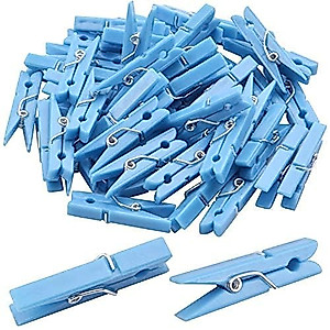 Jdesun 50 Pieces Photo Clips,Mini Plastic Picture Paper Clip Clothespins Peg for Office,Home,Arts(Blue)