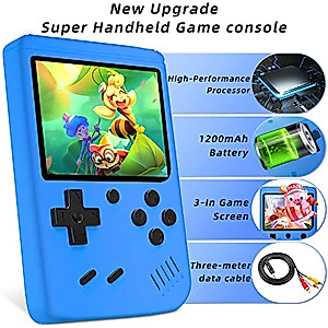 Handheld Game Console for Kids, Retro Handhel Gaming Console for Adults, Mini Portable Hand Held Games with 500 Classic Games 3.0-Inch Color Screen, Support Two Players (Dark Blue)
