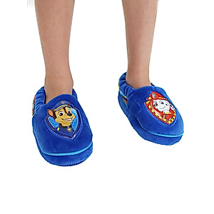 Josmo Kids Paw Patrol Chase Marshall Toddler Boys Plush Aline Slippers (7-8 M US Toddler, Blue/Red)