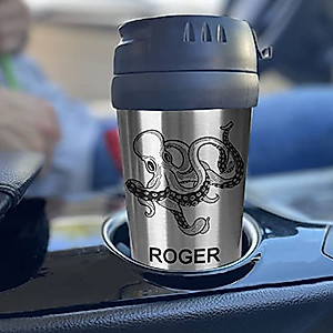 LaserGram 16oz Coffee Travel Mug, Marijuana leaf, Personalized Engraving Included (Stainless)