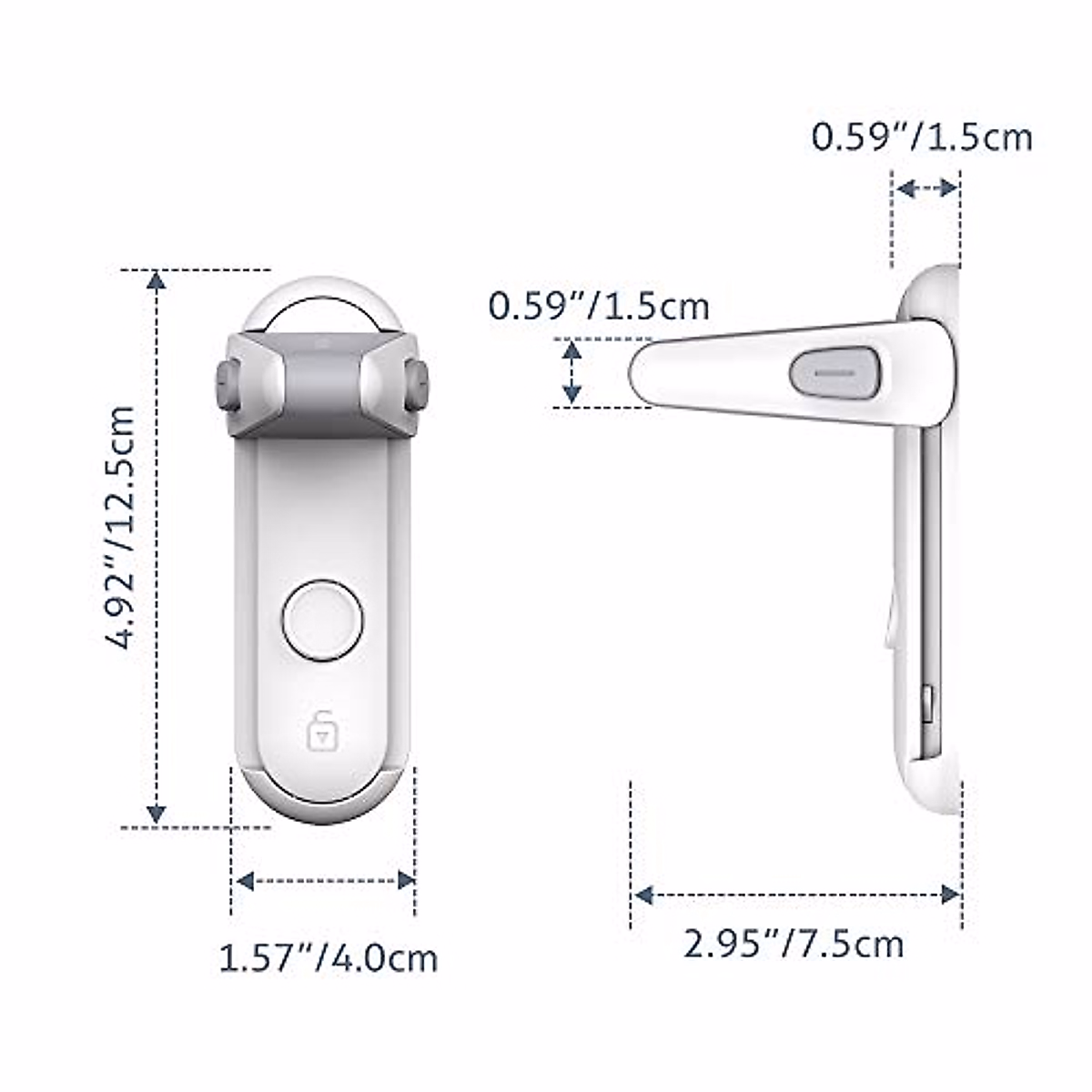 EUDEMON Childproof Door Lever Lock, Baby Safety Door Handle Lock, Easy to Install and Use 3M VHB Adhesive no Tools Need or Drill (White, 2 Pack)