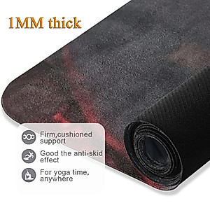 GOODOLD Black Dragon Eyes Yoga Mat, 71 x 26 Inch Non-slip Yoga Mats Folding Travel Exercise Mat Indoor Outdoor Gym Pilates with Storage Bag for Women Men