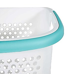 Home Logic 2.0-Bu. Rolling Laundry Hamper Container Bin Storage in White Features Pop-Up Handle, Hole Pattern for Ventilation, Built-in Wheels to Maneuver (1, 2.0-Bu.)