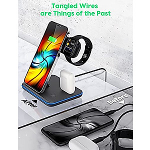 Wireless Charging Station, 2023 Upgraded 3 in 1 Wireless Charger Stand with Breathing Indicator Compatible with iPhone 14/13/12/11 Pro/XS, AirPods 3/2/1/pro 2, iWatch Series 8/7/6/5/4/3,Samsung Phones