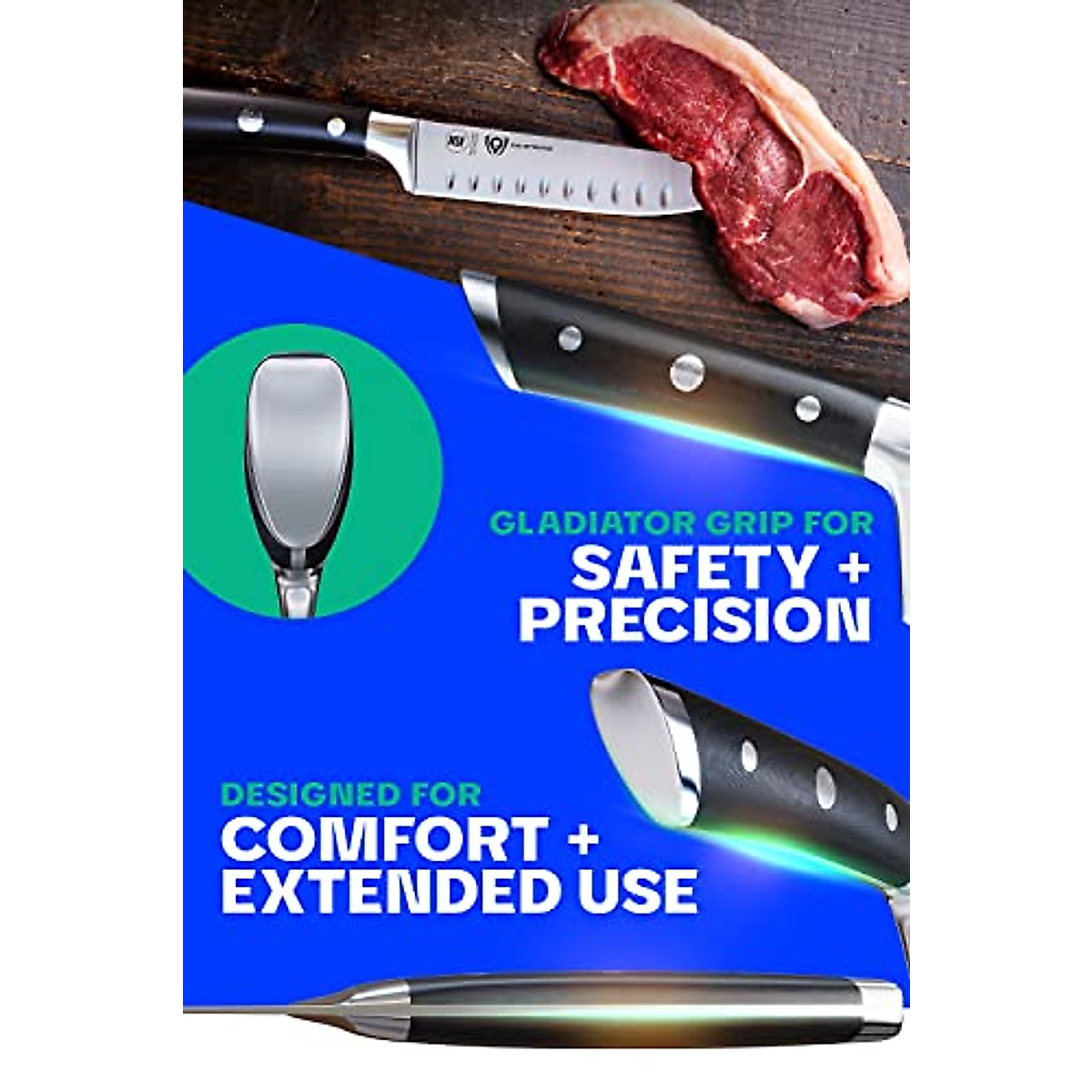 Dalstrong Gladiator Elite Series Forged High Carbon German Steel Steak 4-Piece Kitchen Knife Set with Black G10 Handle, 5 Inches, Sheaths Included