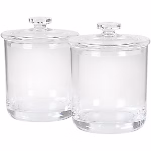 ForPro Professional Collection Acrylic Apothecary Jars with Lids, Set of 2 15 Oz Storage Containers for Bathroom, Kitchen and Office, 4.5" x 3.5"