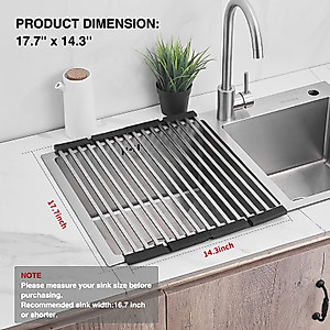 Starensky Design Over The Sink Dish Drying Rack Roll Up Foldable 304 Stainless Steel Dish Drying Rack for Kitchen Accessories(17.7''*14.3'')