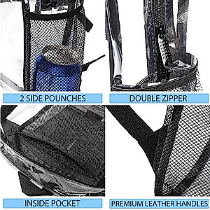 Pizza Cat Clear Backpacks for School Girls Boys Adults, 17 Inch See Through Backpack, Kids Clear Backpack, Heavy Duty PVC Transparent Backpack for Sports, Work, Stadium, Security Travel, College